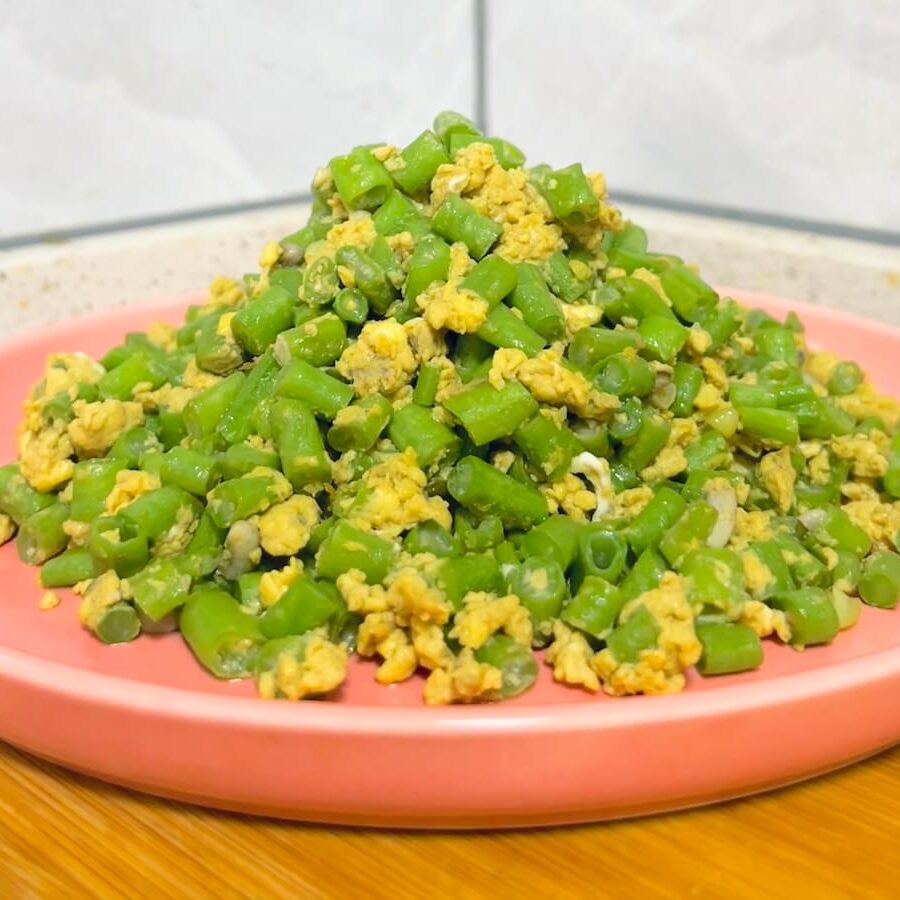 Chinese Long Beans and Scrambled Eggs - My Chinese Home Kitchen
